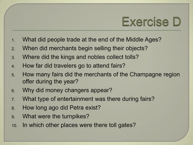Answer key to exercises on medieval ages | PPTX
