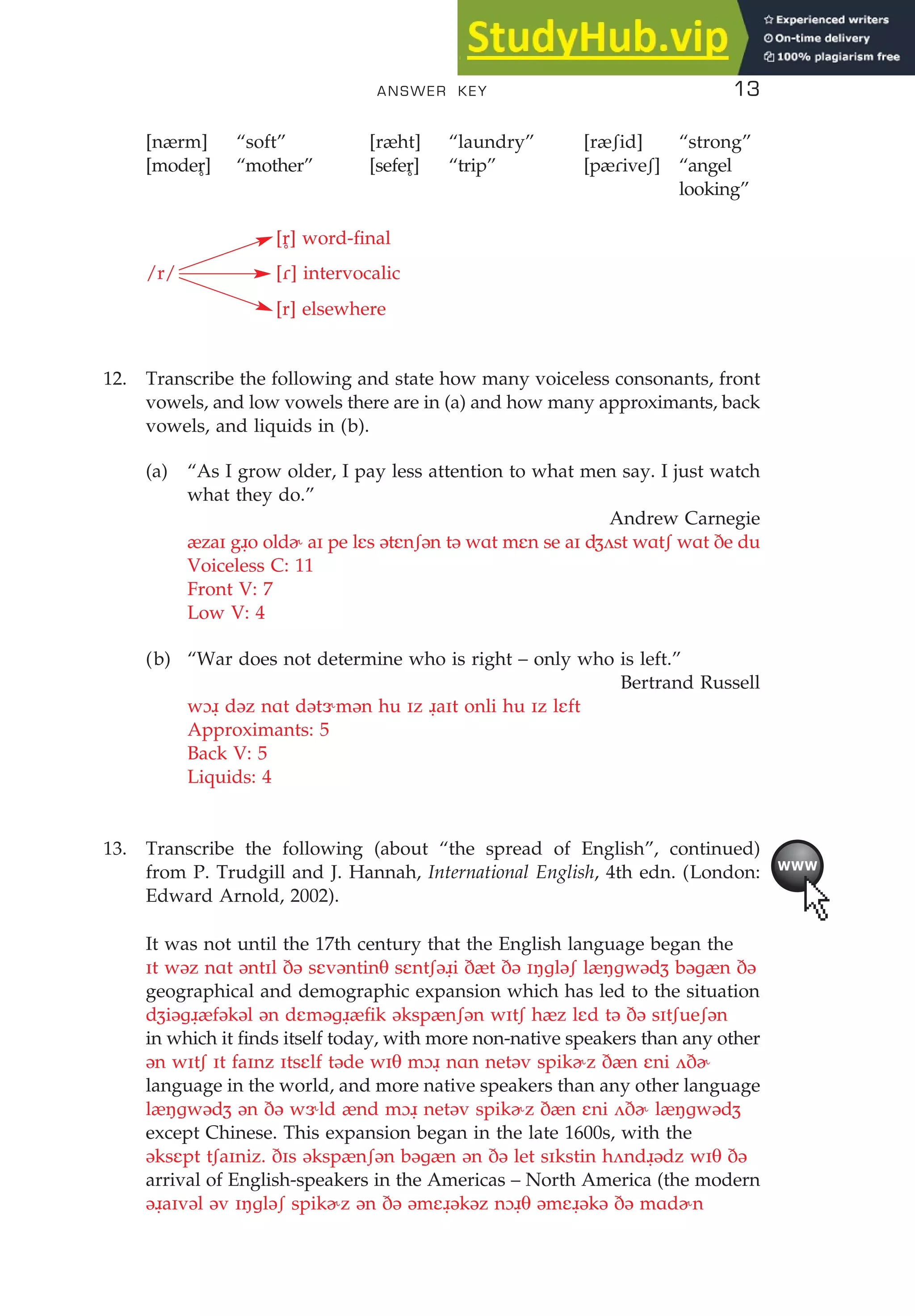 Answer Key To The Exercises Of Applied English Phonology | PDF