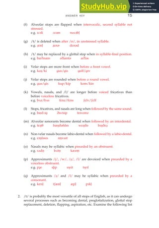 Answer Key To The Exercises Of Applied English Phonology | PDF