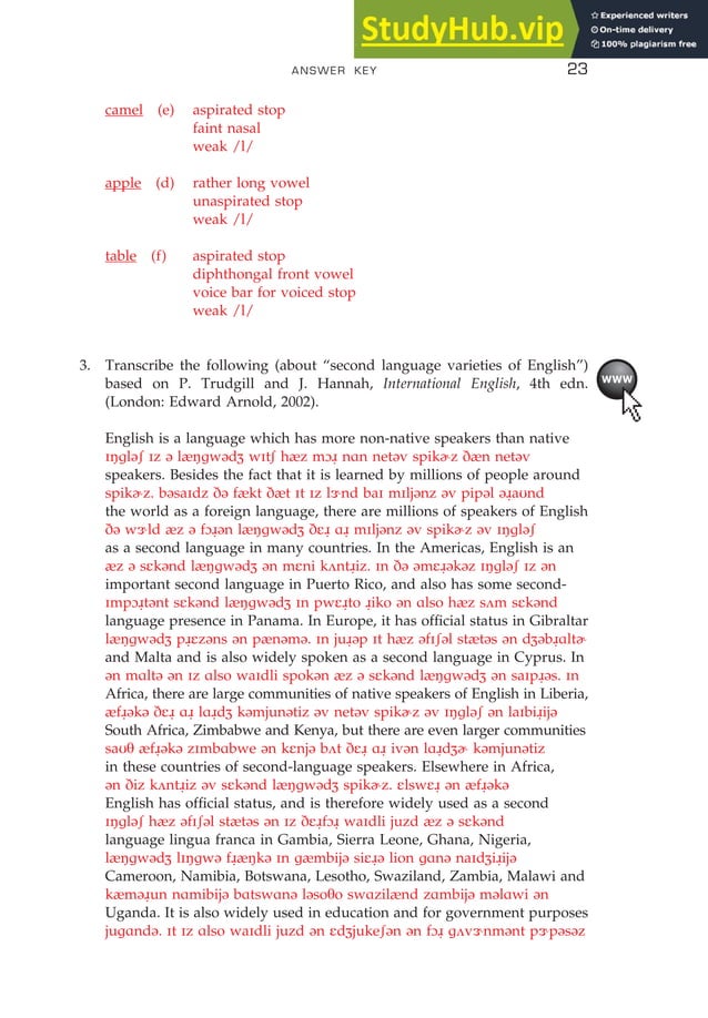 Answer Key To The Exercises Of Applied English Phonology | PDF