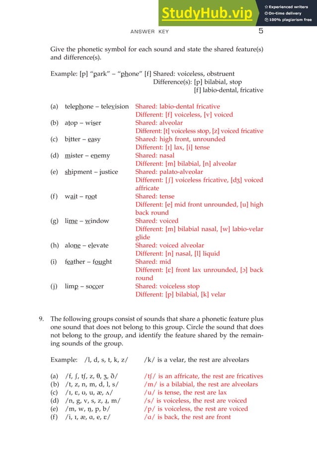 Answer Key To The Exercises Of Applied English Phonology | PDF