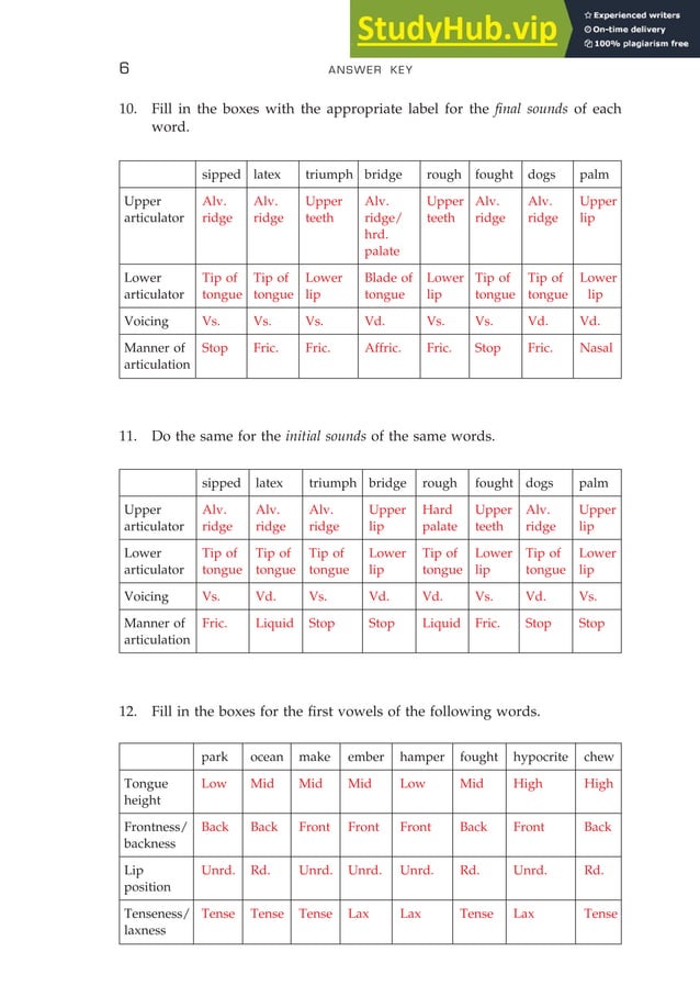 Answer Key To The Exercises Of Applied English Phonology | PDF
