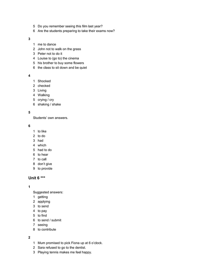 Answer key unit 6 | DOC
