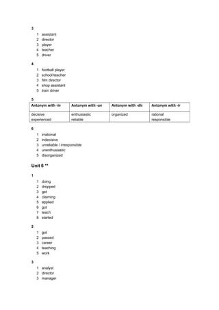 Answer key unit 6 | DOC