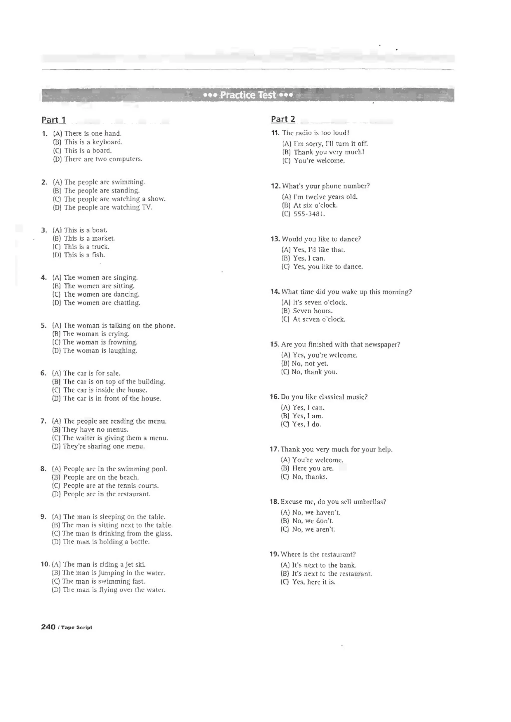 Answer key very easy toeic | PDF