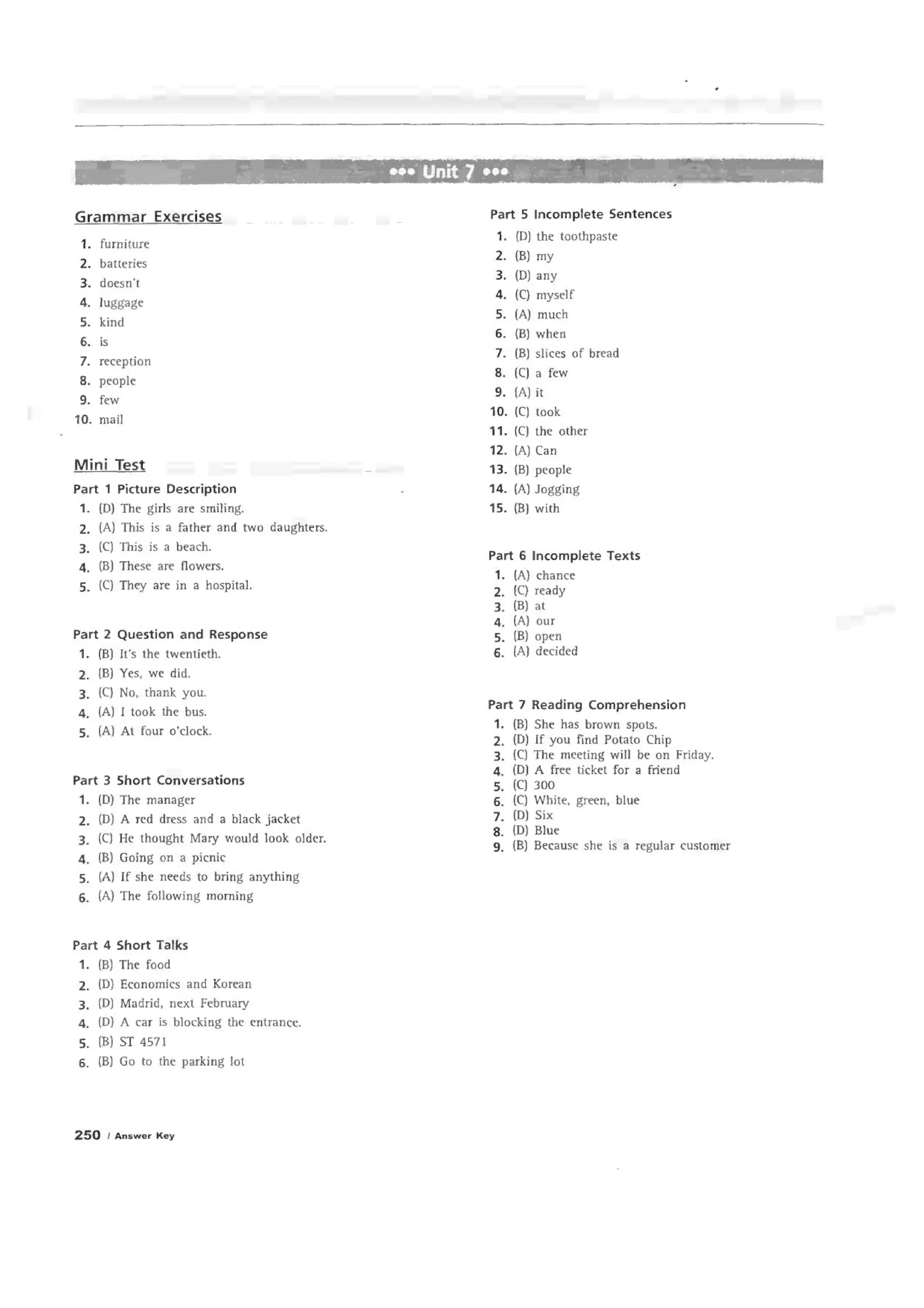 Answer key very easy toeic | PDF
