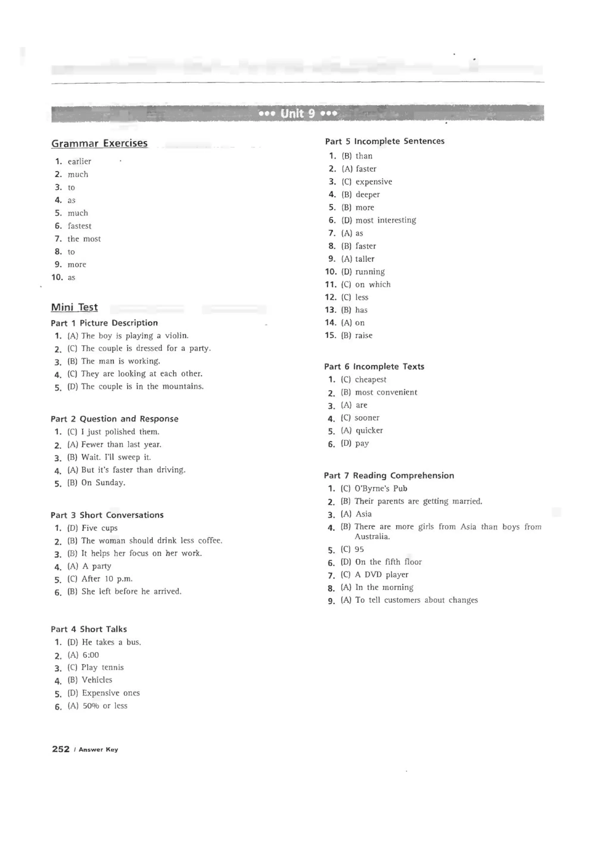 Answer key very easy toeic | PDF