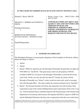 Answer of complaint 400 cv-2016 and 401-cv-2016 and counterclaim final | PDF