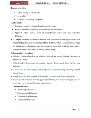 Answer of leadership ethics individual assignment | PDF | Executive ...