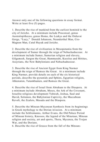 Answer only one of the following questions in essay format. Write.docx