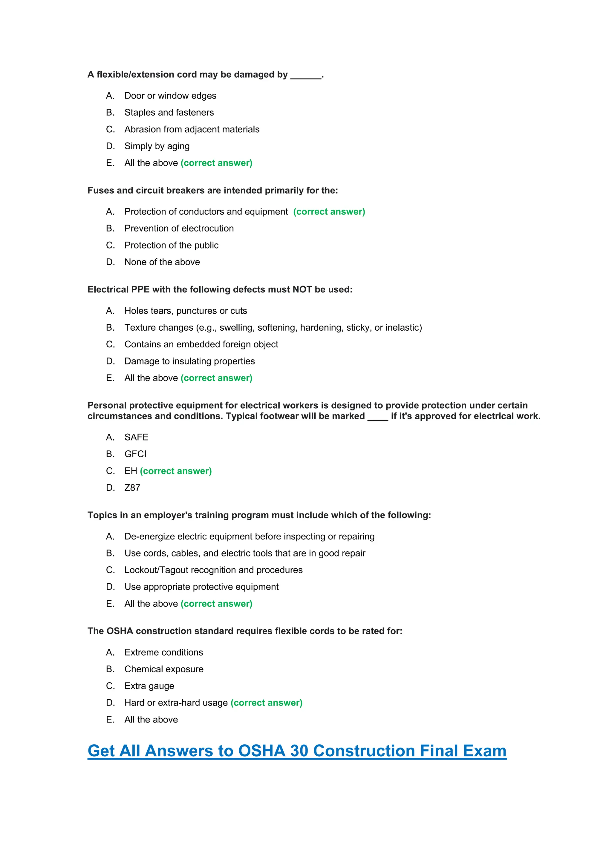Answer & Question OSHA 30 Final Exam.pdfAnswer & Question OSHA 30 Final Exam.pdf | Injuries ...