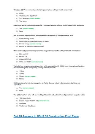 Answer & Question OSHA 30 Final Exam.pdfAnswer & Question OSHA 30 Final ...