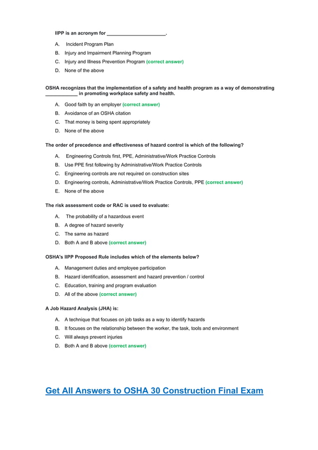 Answer & Question OSHA 30 Final Exam.pdfAnswer & Question OSHA 30 Final ...