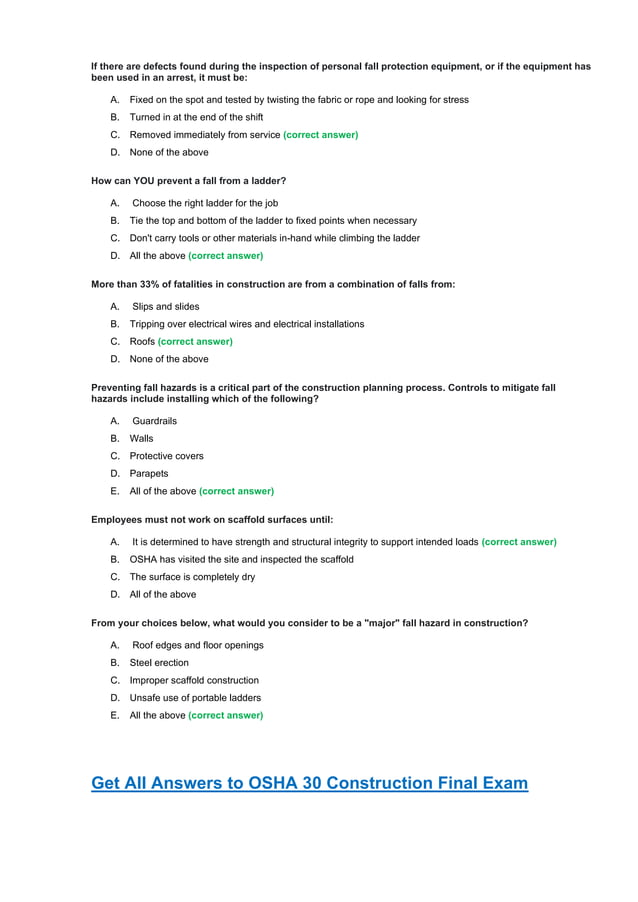 Answer & Question OSHA 30 Final Exam.pdfAnswer & Question OSHA 30 Final ...
