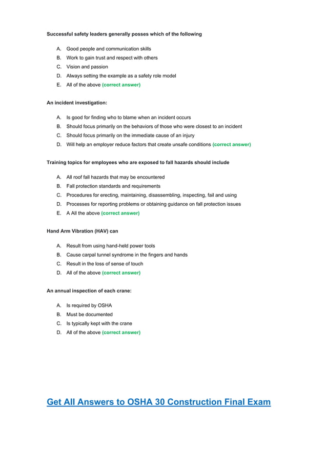 Answer & Question OSHA 30 Final Exam.pdfAnswer & Question OSHA 30 Final ...