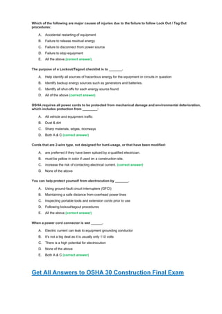 Answer & Question OSHA 30 Final Exam.pdfAnswer & Question OSHA 30 Final ...