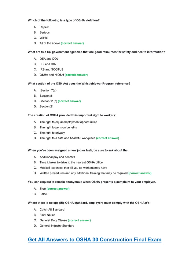 Answer & Question OSHA 30 Final Exam.pdfAnswer & Question OSHA 30 Final ...