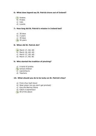 Answer questions st. patrick | PDF