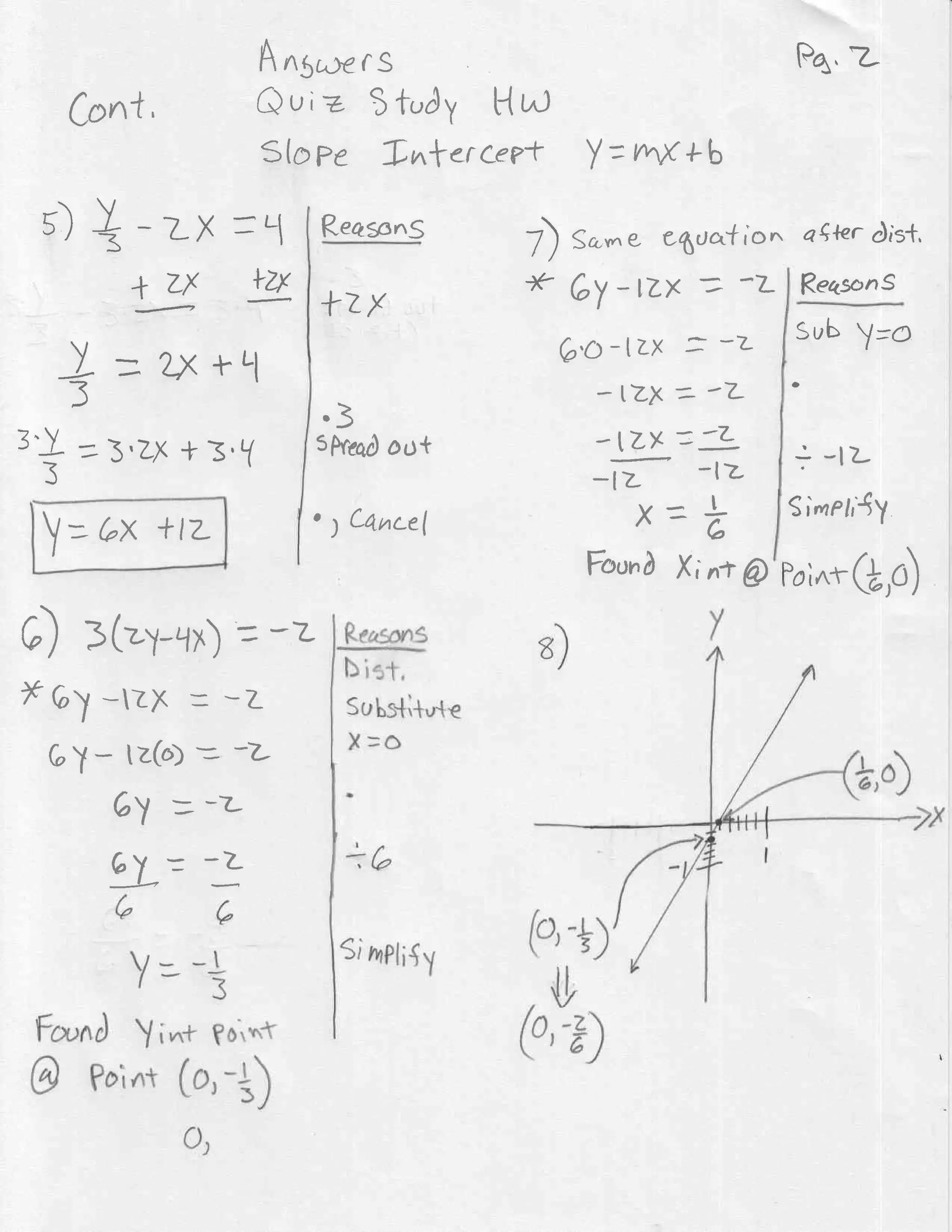 Answer Quiz Study Slope Intercept | PDF