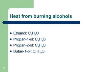 Preparing for Heat from burning alcohol IAA | PPT