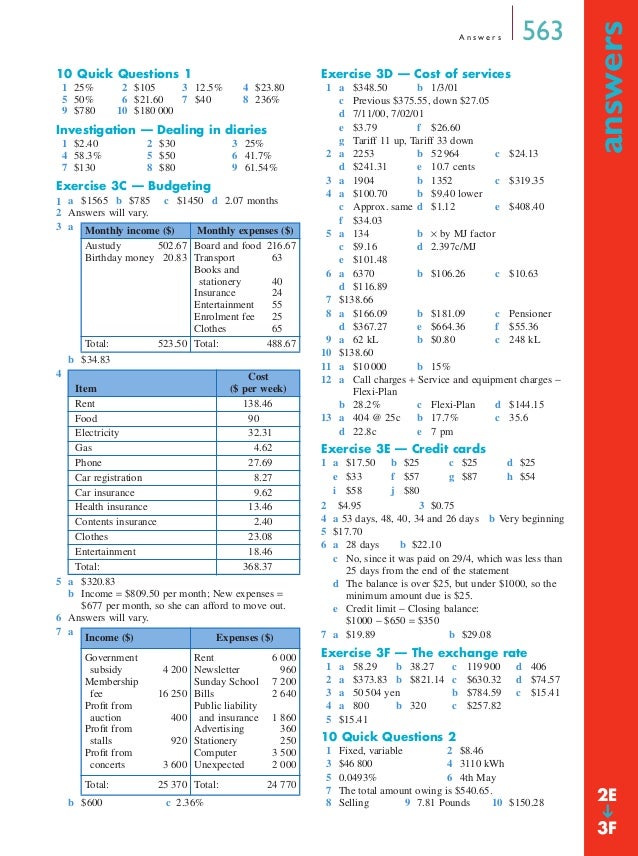 Maths A Textbook - Answers