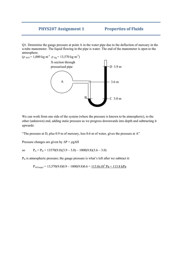 assignment 1 properties of fluids-Fluid mechanics | PDF