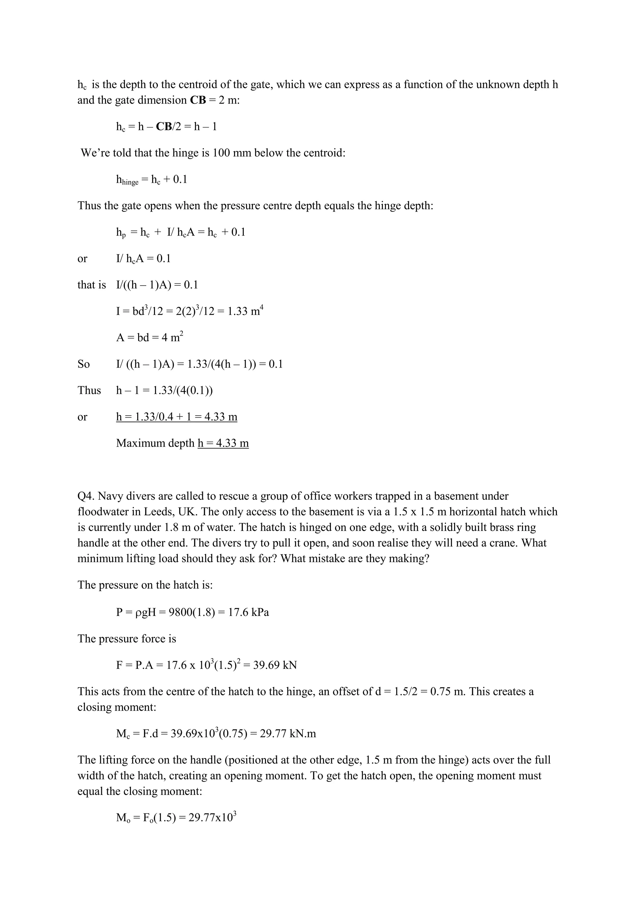 Answers assignment 2 fluid statics-fluid mechanics | PDF