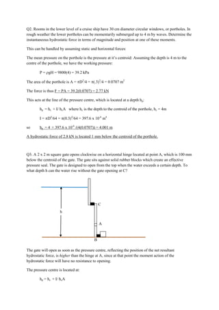 Answers assignment 2 fluid statics-fluid mechanics | PDF