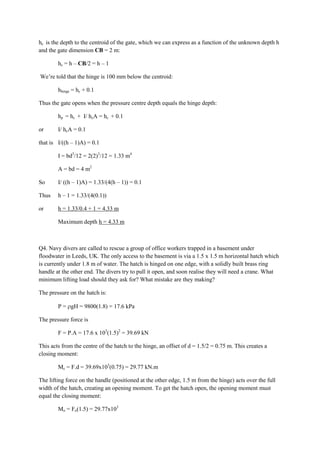 Answers assignment 2 fluid statics-fluid mechanics | PDF