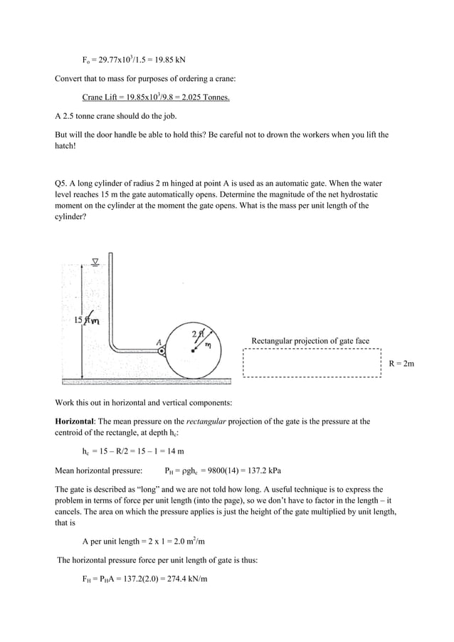 Answers assignment 2 fluid statics-fluid mechanics | PDF