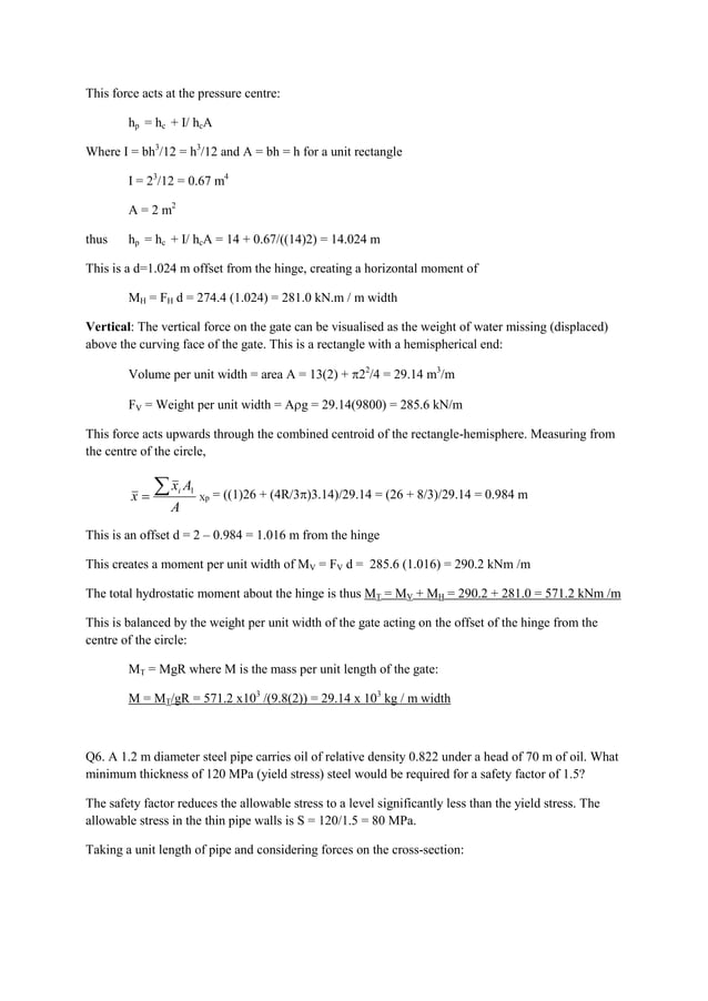 Answers assignment 2 fluid statics-fluid mechanics | PDF