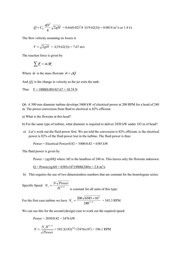 Answers assignment 3 integral methods-fluid mechanics | PDF | Chemistry | Science