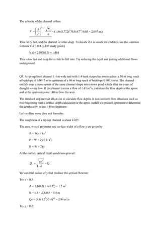 Answers assignment 5 open channel hydraulics-fluid mechanics | PDF