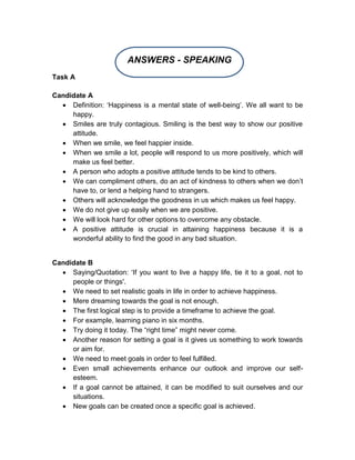 MUET MEIOW Answers for speaking | PDF