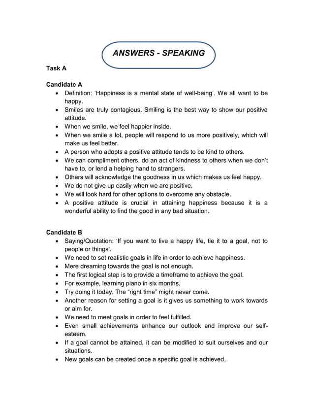 MUET MEIOW Answers for speaking | PDF