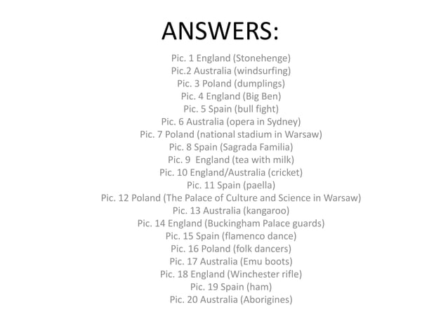 Famous Landmarks Answer Sheet | PPTX
