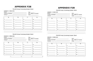 Answer sheets edited for phil iri | PDF