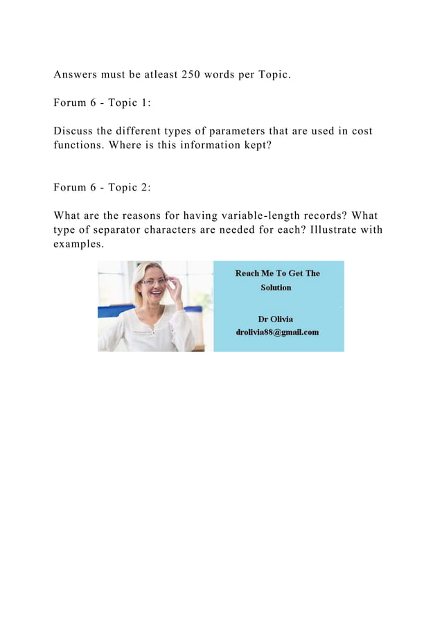 Answers must be atleast 250 words per Topic.Forum 6 - Topic 1.docx
