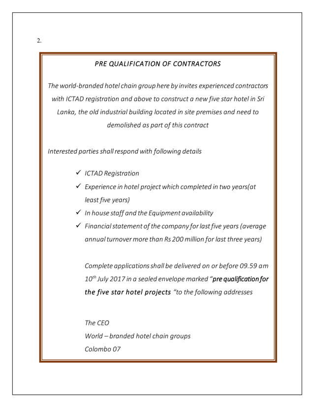 Pre qualification stages and tender selection | DOCX