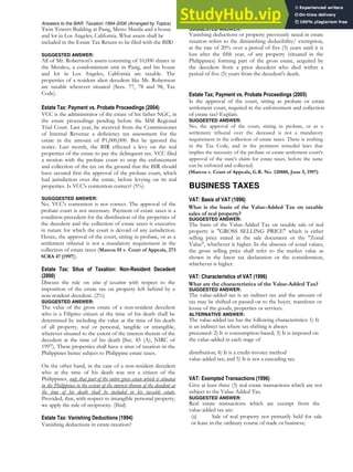 ANSWERS TO BAR EXAMINATION QUESTIONS IN TAXATION LAW ARRANGED BY TOPIC ...