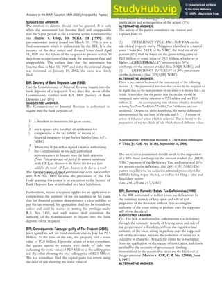 ANSWERS TO BAR EXAMINATION QUESTIONS IN TAXATION LAW ARRANGED BY TOPIC ...