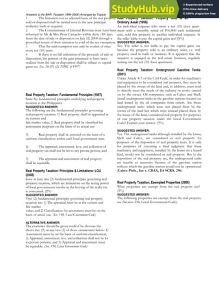 ANSWERS TO BAR EXAMINATION QUESTIONS IN TAXATION LAW ARRANGED BY TOPIC ...