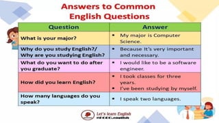 Answers to common english questions | PDF