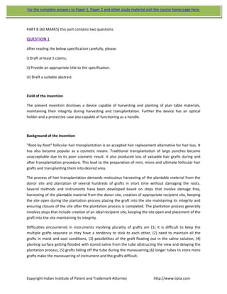 Answers to Patent Agent Examination - IIPTA | PDF