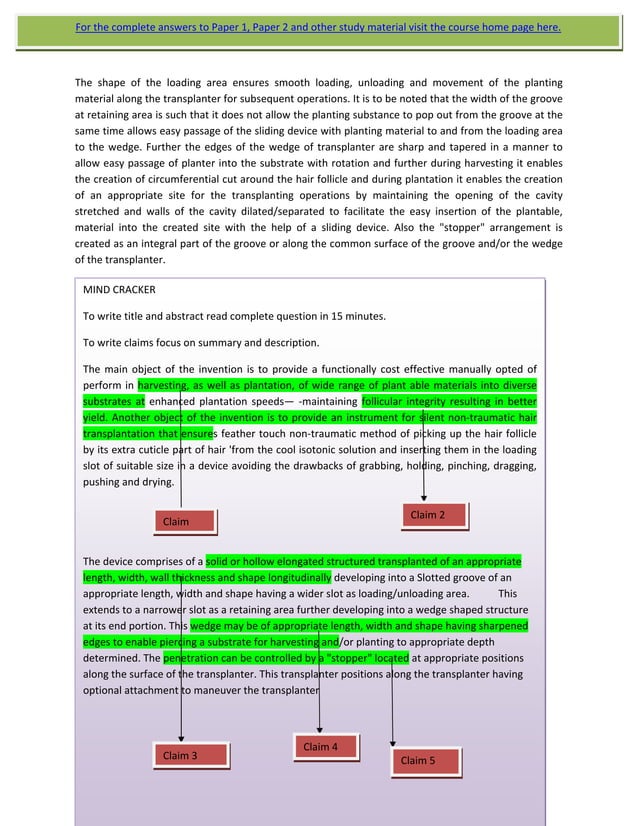 Answers to Patent Agent Examination - IIPTA | PDF | Legal Services ...