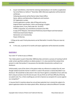 Answers to Patent Agent Examination - IIPTA | PDF