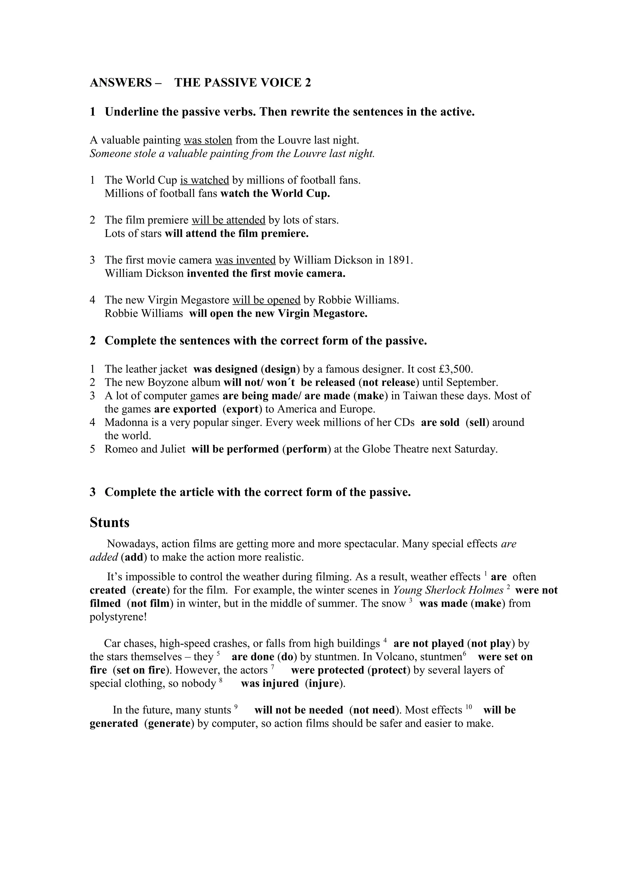 Answers to the passive voice 2[1] | DOC