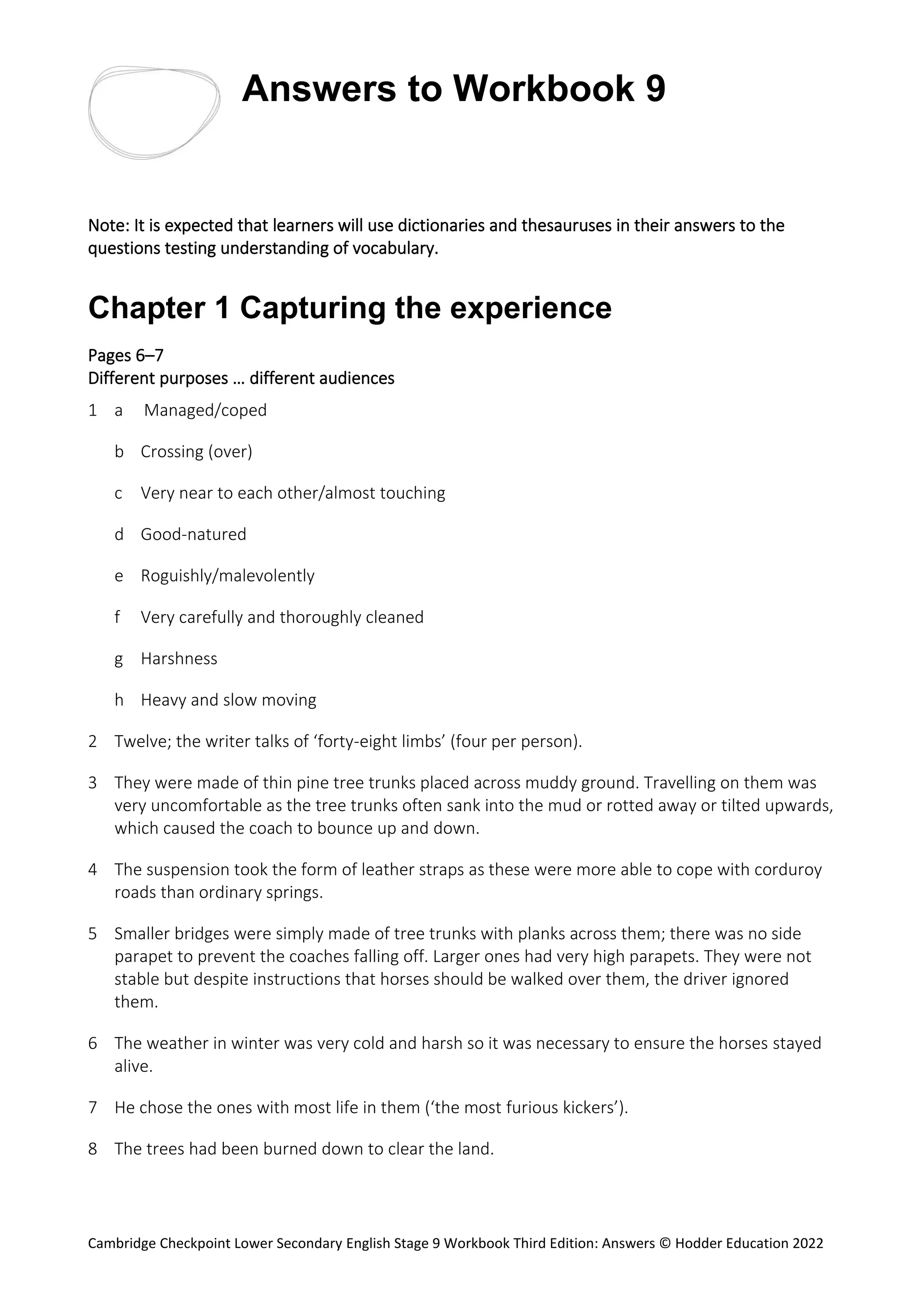 Answers To Workbook 9 Chapter 1 Pdf