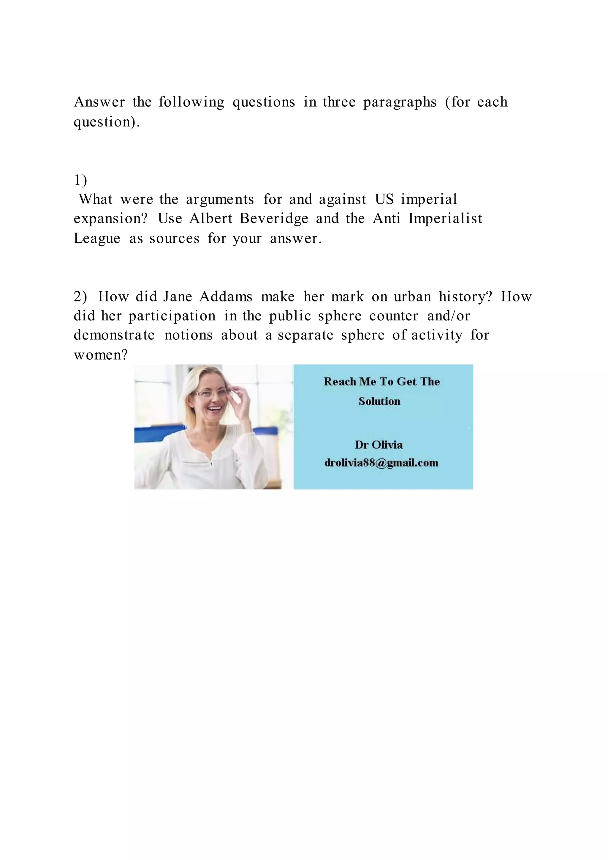 Answer the following questions in three paragraphs (for each questio | PDF