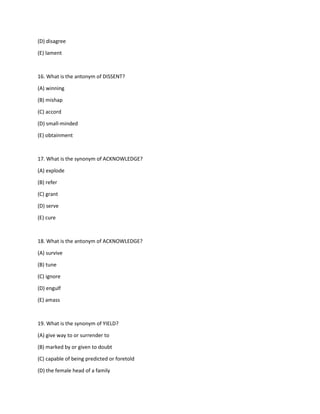 Gmat Vocabulary 2022 | PDF